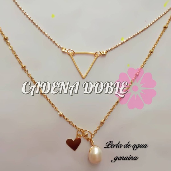 🌟 AGOTADO🌟 AGOTADO🌟 AGOTADO🌟 🍃 Cadena doble, dije corazón y perla de agua🍃 🌟 ACERO 🌟 ACERO 🌟 ...